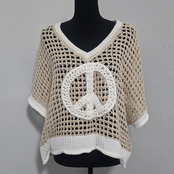 POL | Sweaters | Pol Peace Sign Vneck Crochet Sweater | Poshmark